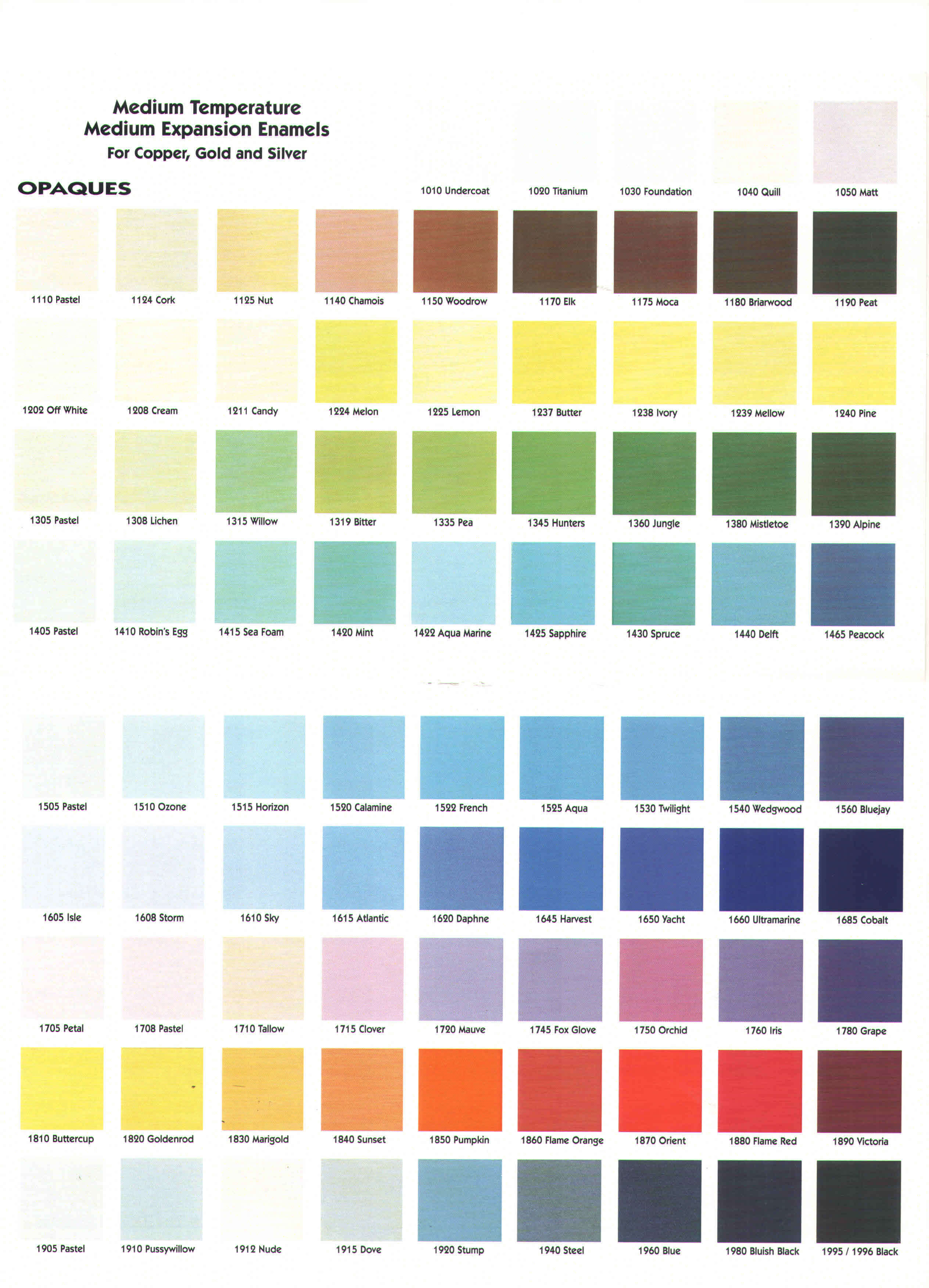 Color Chart Thompson Enamel Color Chart Thompson Enamel